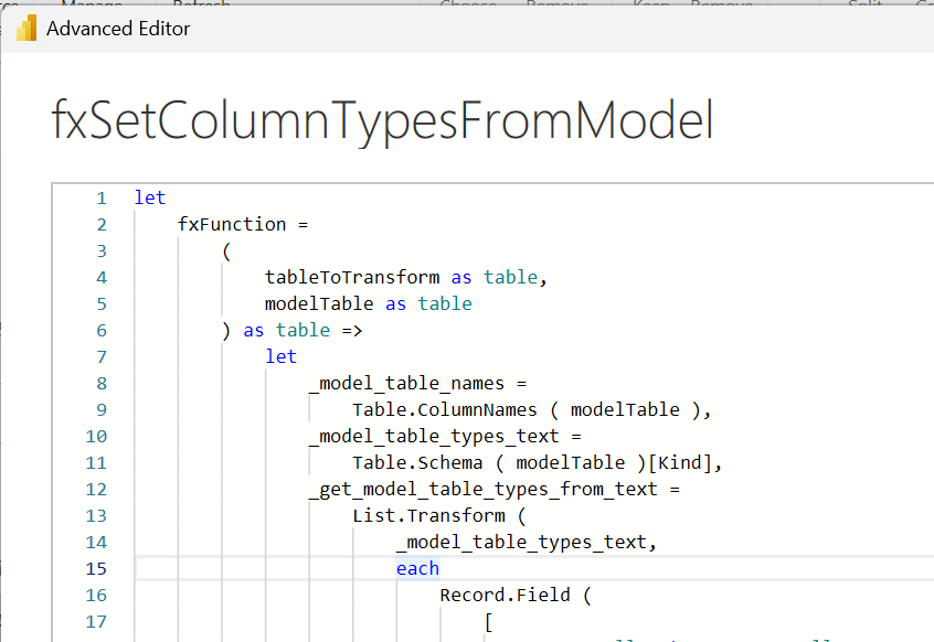 Custom M Function #4: fxSetColumnTypesFromModel – DAX Noob
